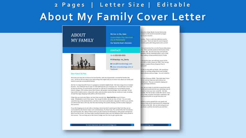 Editable About My Family Letter for Potential Caregiver or Au Pair ...